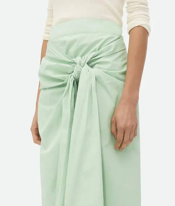 Bottega Veneta Compact Cotton Skirt With Knot Detail - Fresh